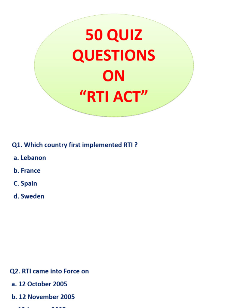 MCQ ON RTI With Answers | PDF | Government | Justice