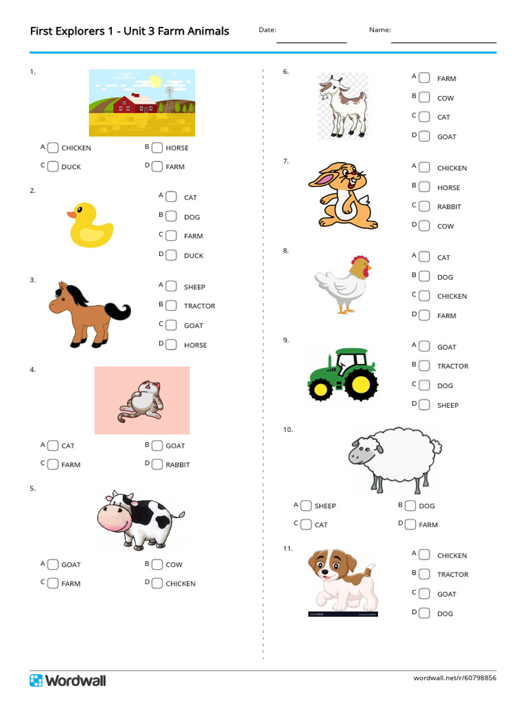 first-explorers-1-unit-3-farm-animals-quiz | PDF | Farms | Goat