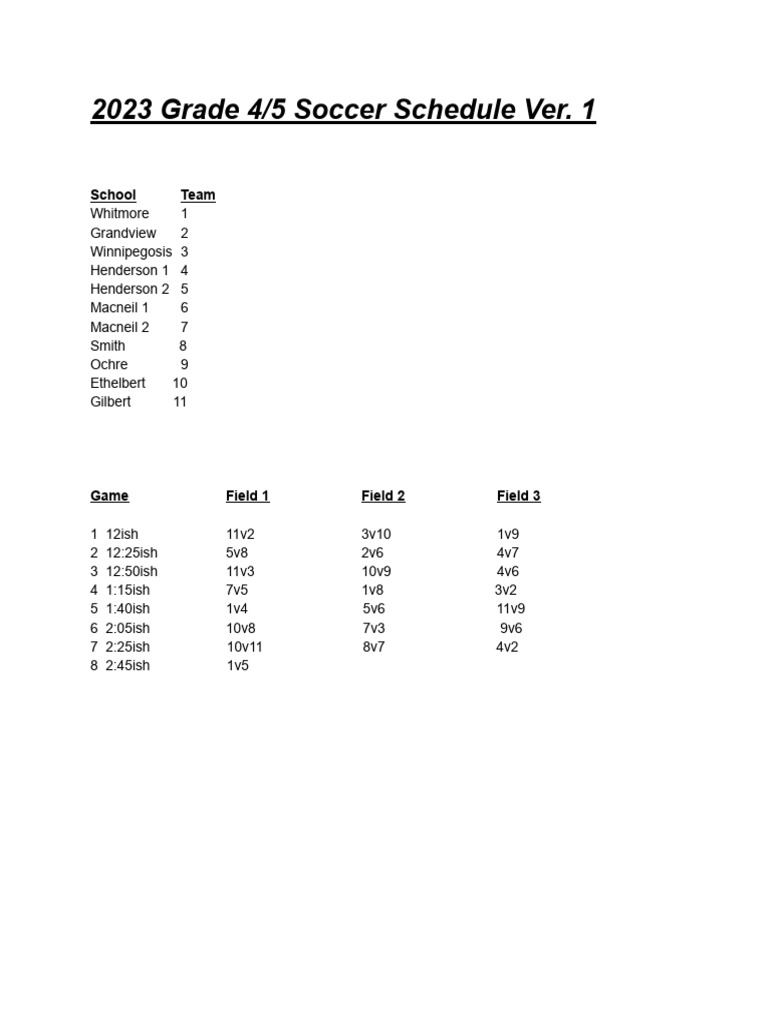 2022 Grade 4_5 Soccer Schedule Version 2 (2) | PDF