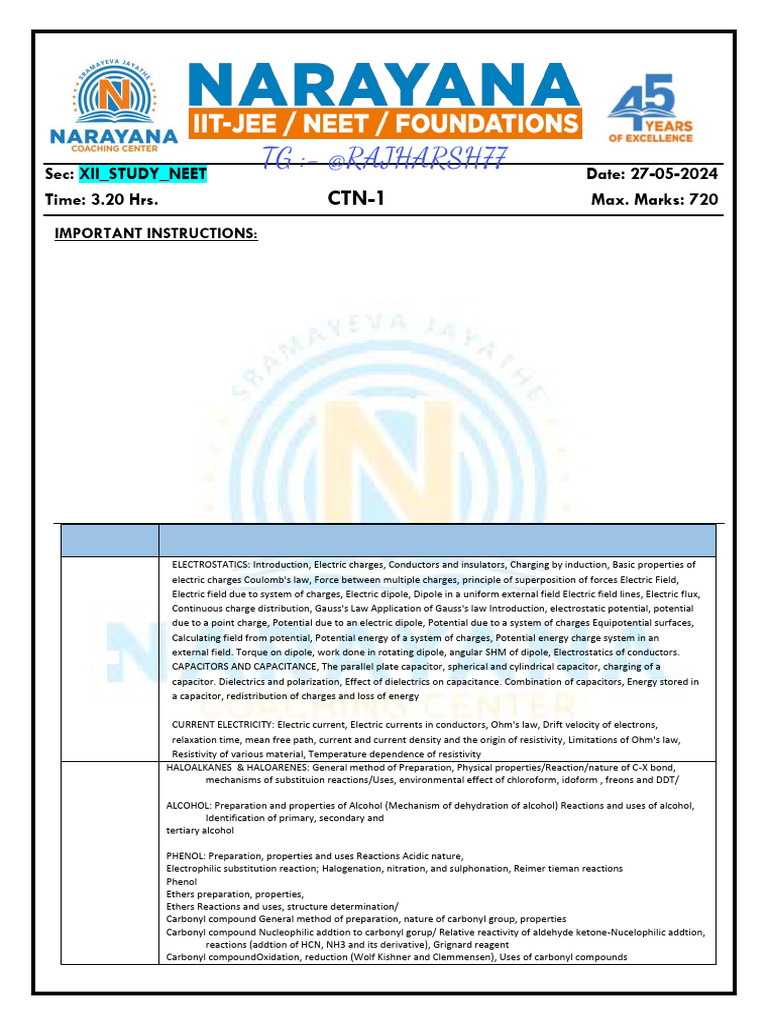CTN No. 1 - QP @AakashNeetards | PDF | Human Reproduction | Reproductive System