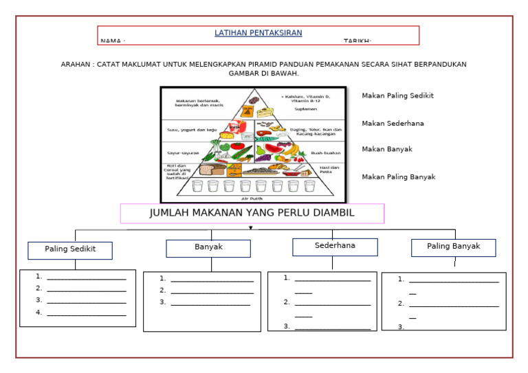 Latihan Pentaksiran Piramid Makanan | PDF