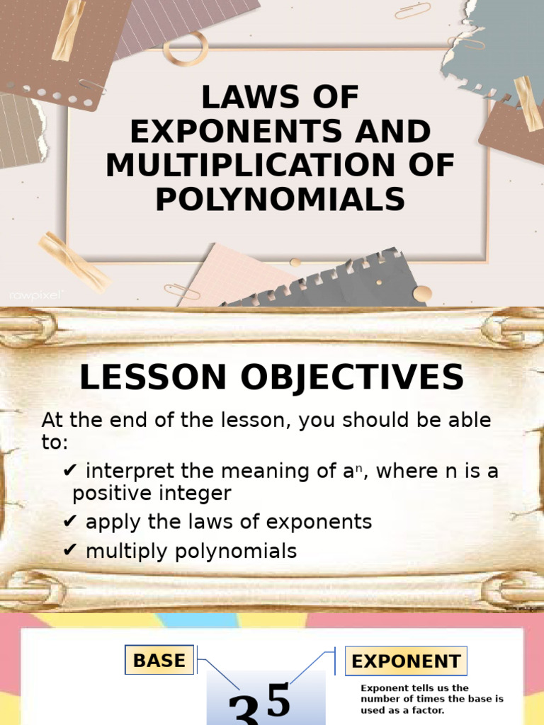 Laws of Exponents and Multiplication of Polynomials | PDF ...