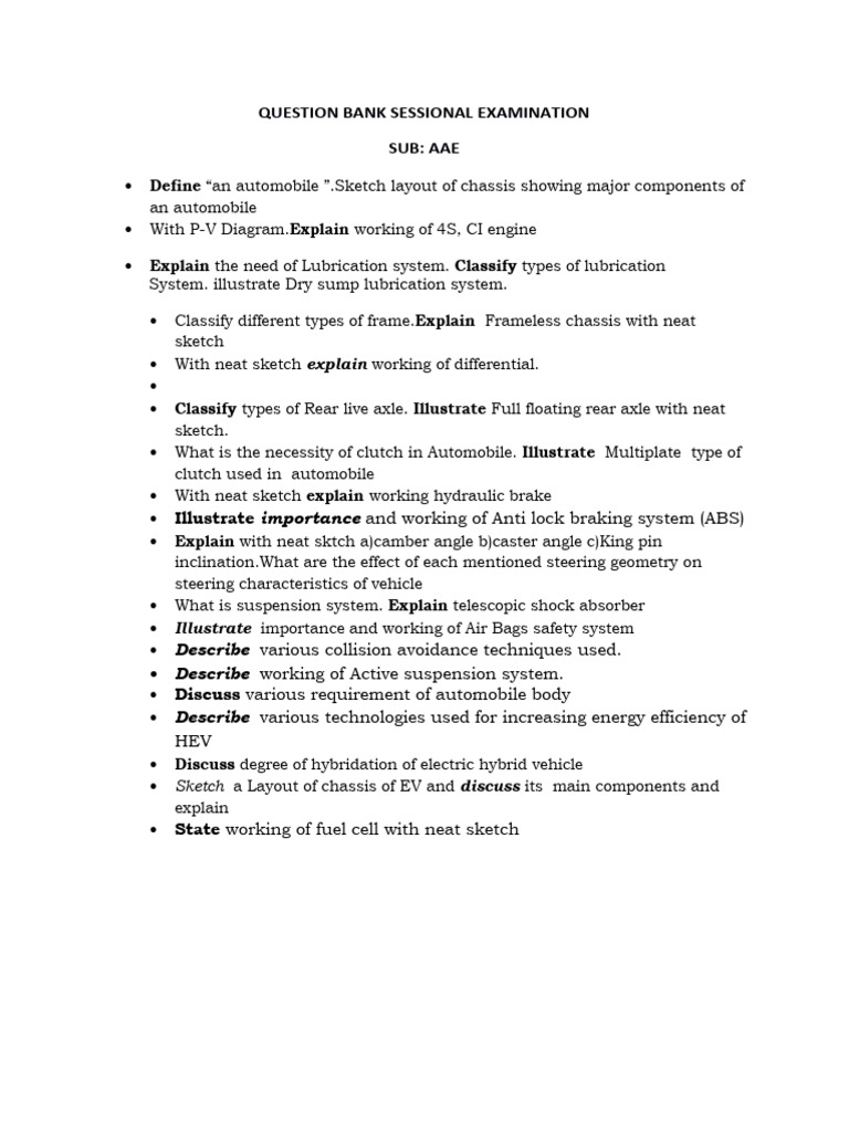 Question Bank Sessional Aae | PDF | Technology & Engineering