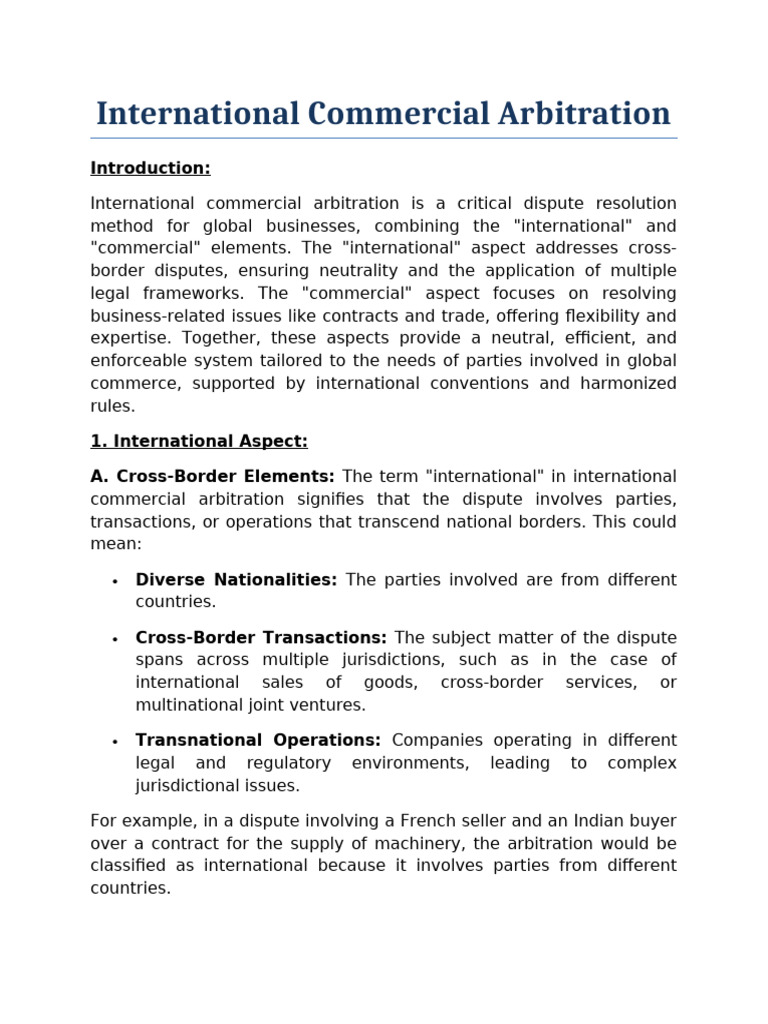 International Commercial Arbitration | PDF | Arbitration | Justice