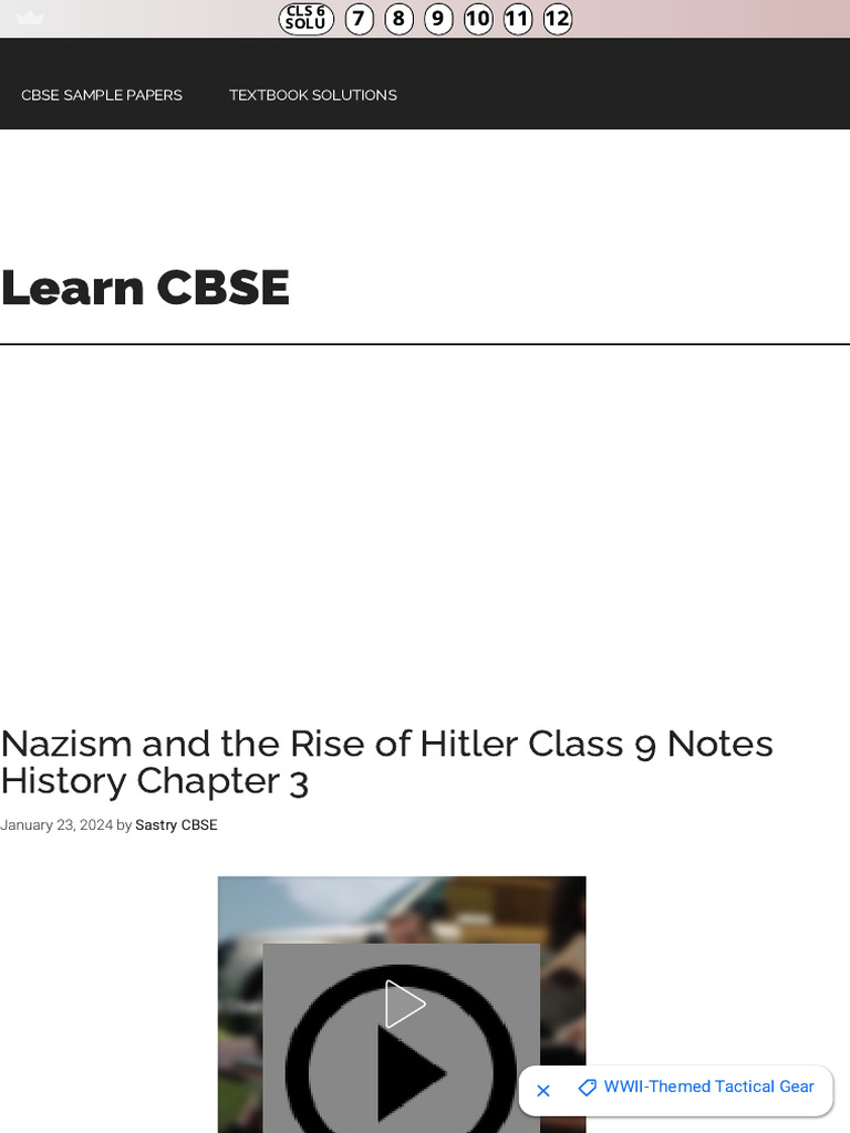Nazism and The Rise of Hitler Class 9 Notes History | PDF | Nazi ...