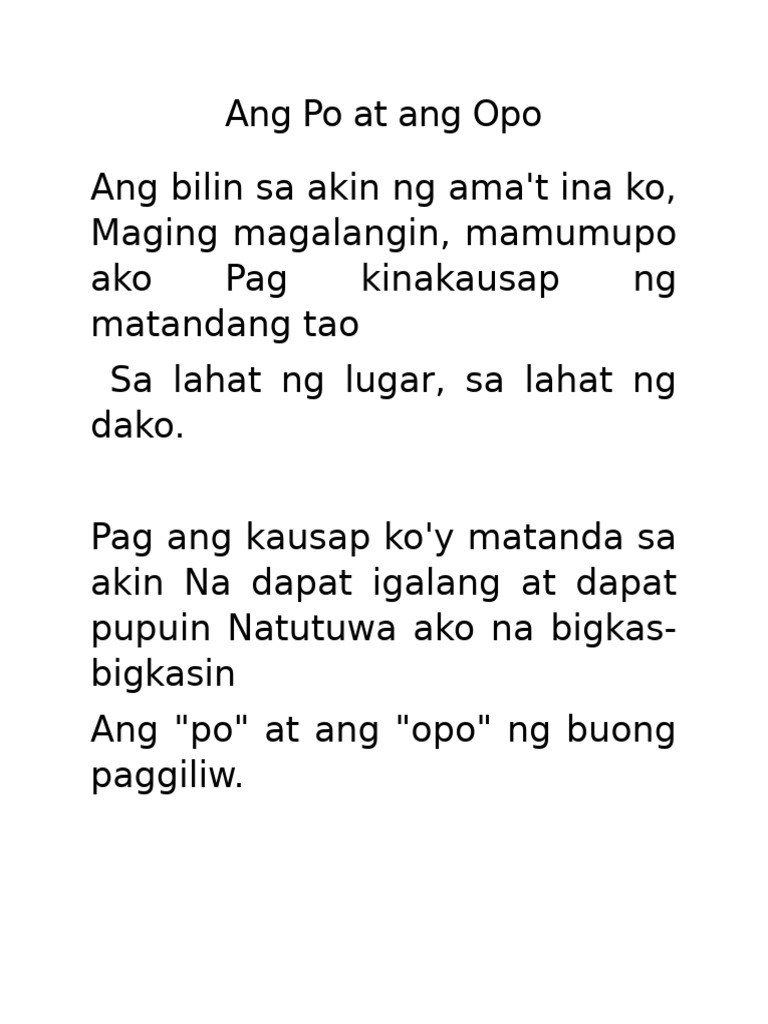 Ang Po at Ang Opo | PDF