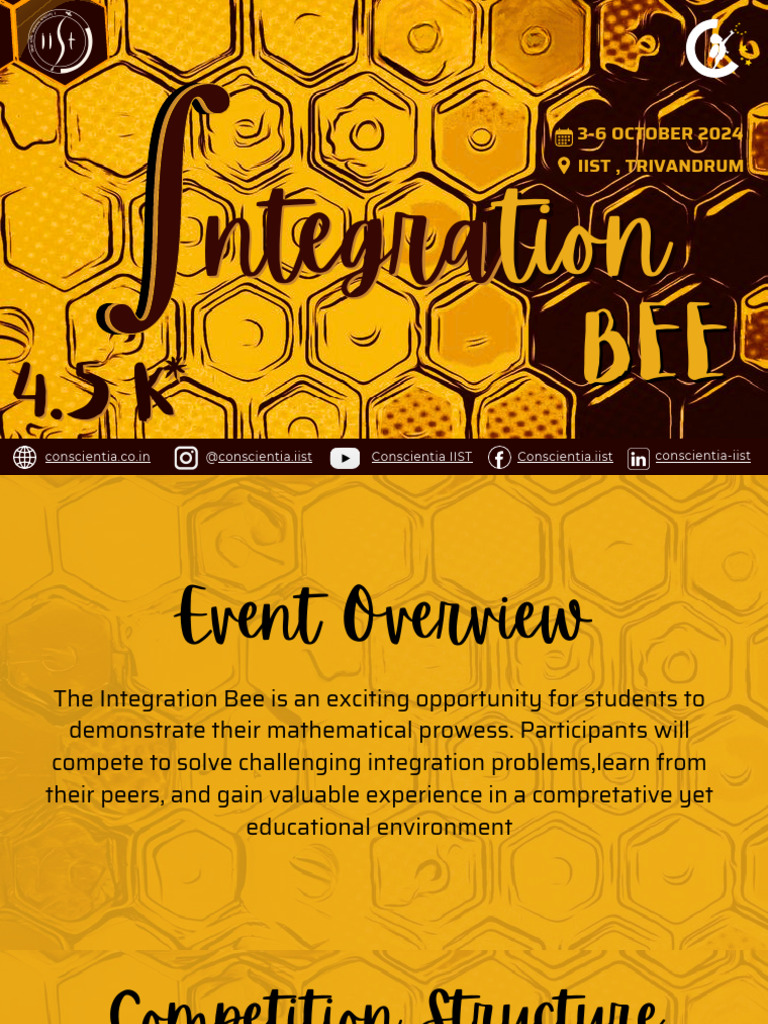 Integration Bee Brochure-Conscientia 2024 (IIST) | PDF | Business