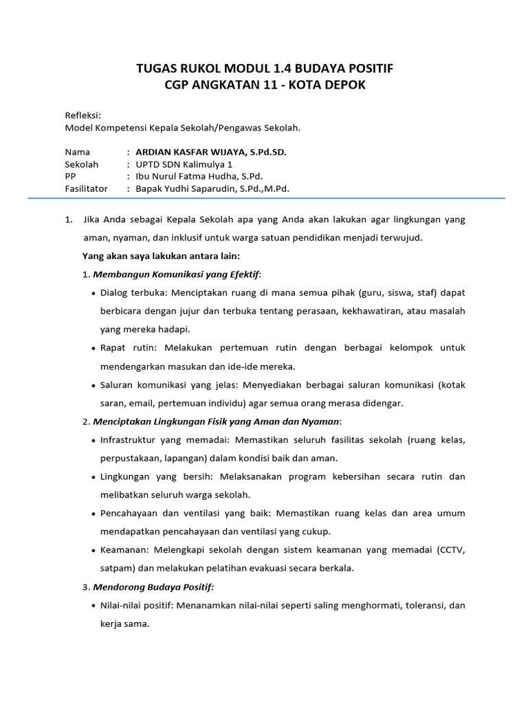 Refleksi KS - Modul 1.4-Ardian | PDF | Karier & Perkembangan