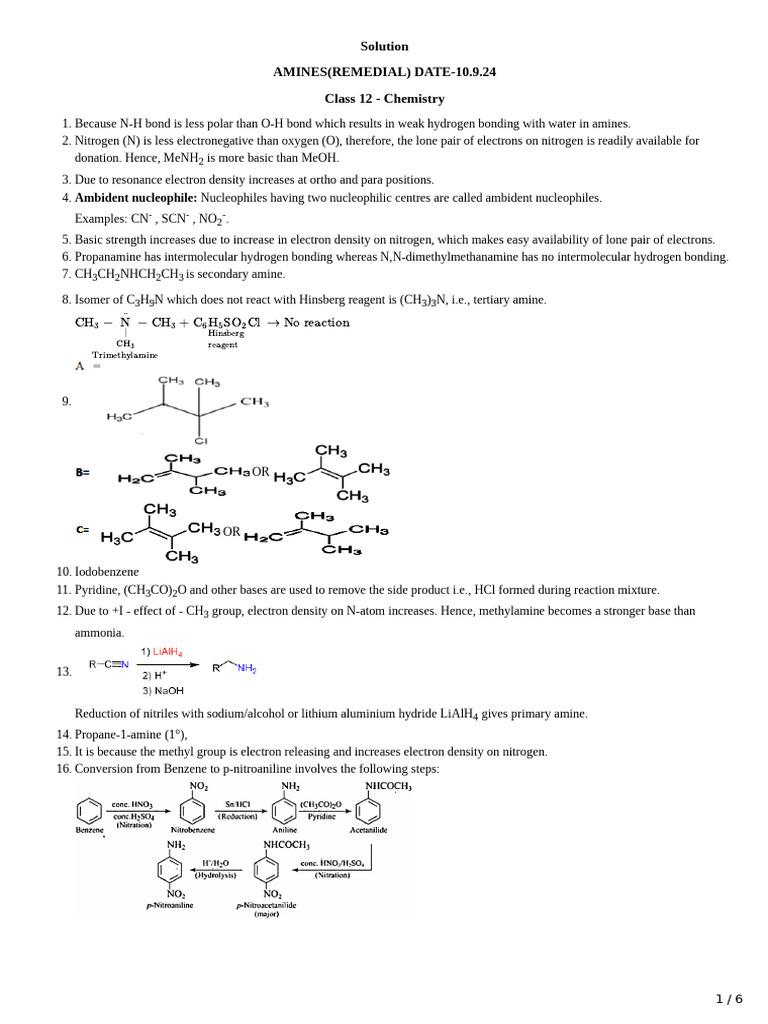 Solution 1564342 | PDF | Amine | Methyl Group