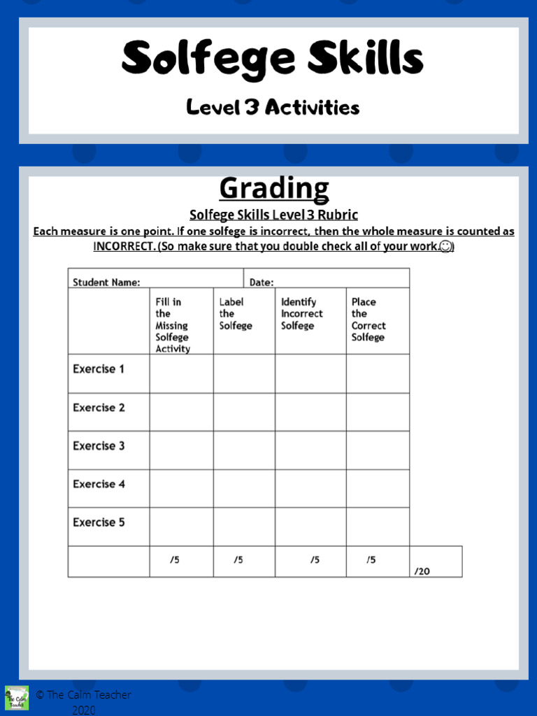 Solfege Skills Worksheets Level 3 - ANSWER KEY | PDF