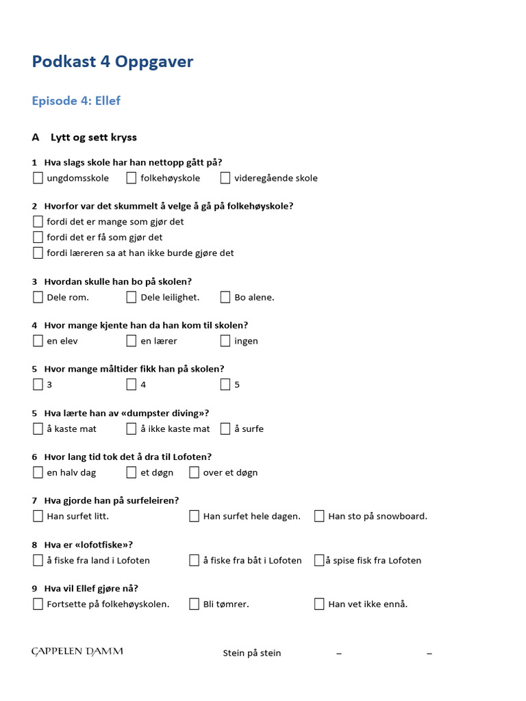 Podkast kap 4, oppgaver | PDF