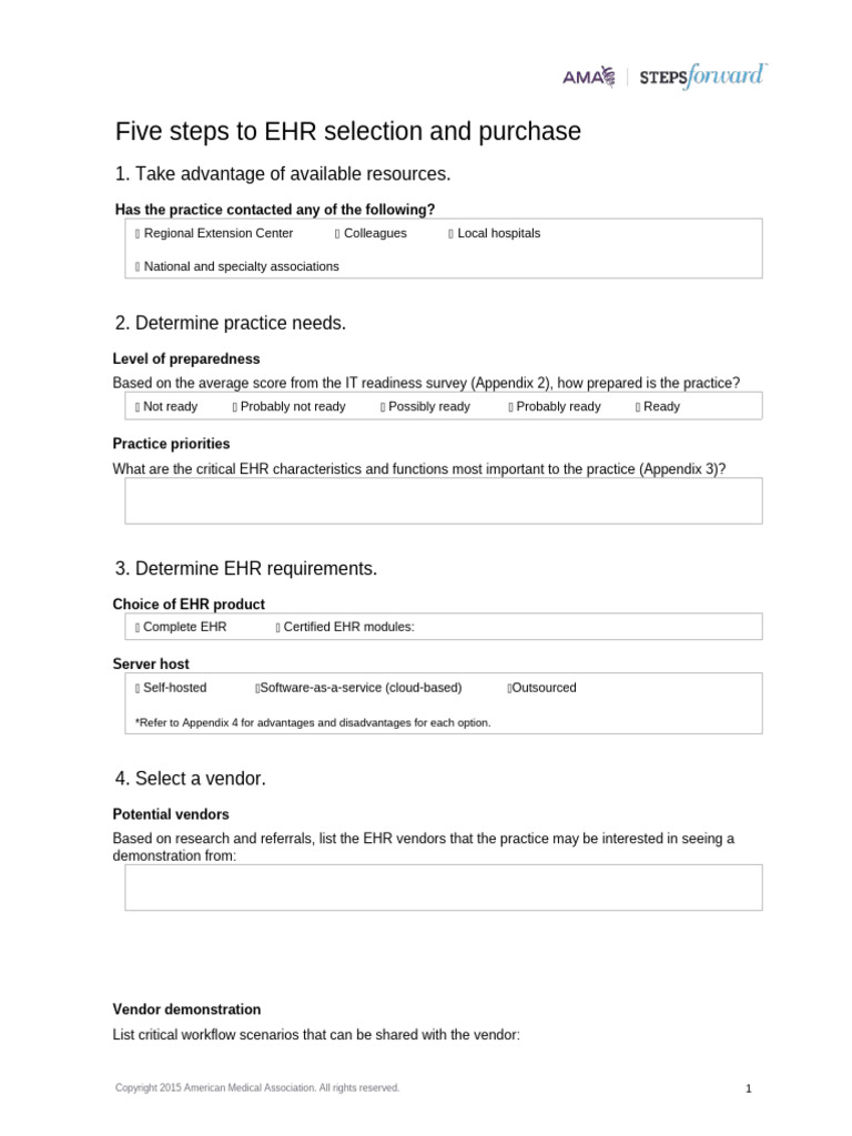 Ehr Selection Stepse Interoperability | PDF | Electronic Health Record | American Medical ...