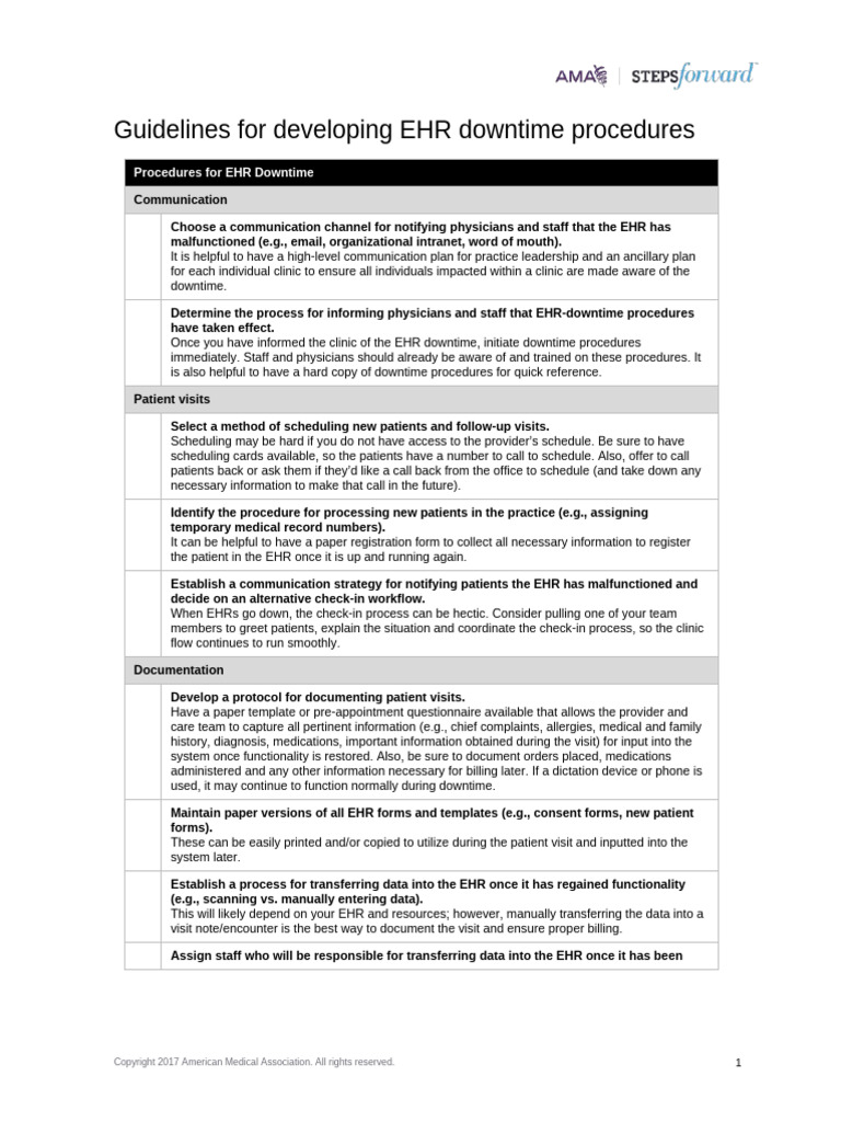 Ehr Downtime Procedure Interoperability | PDF | Electronic Health Record | Medical Prescription