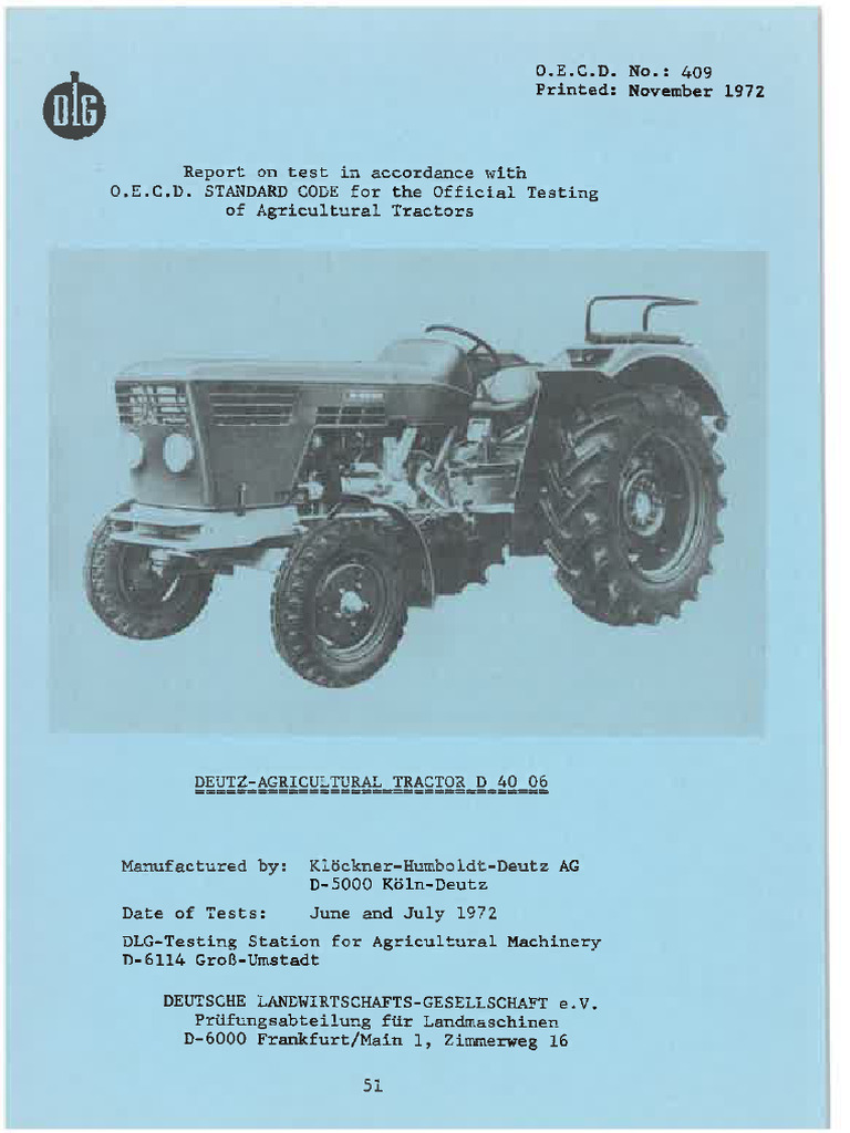 Deutz - Tractor D 40 06 - Nr409 - 1972 Englisch | PDF