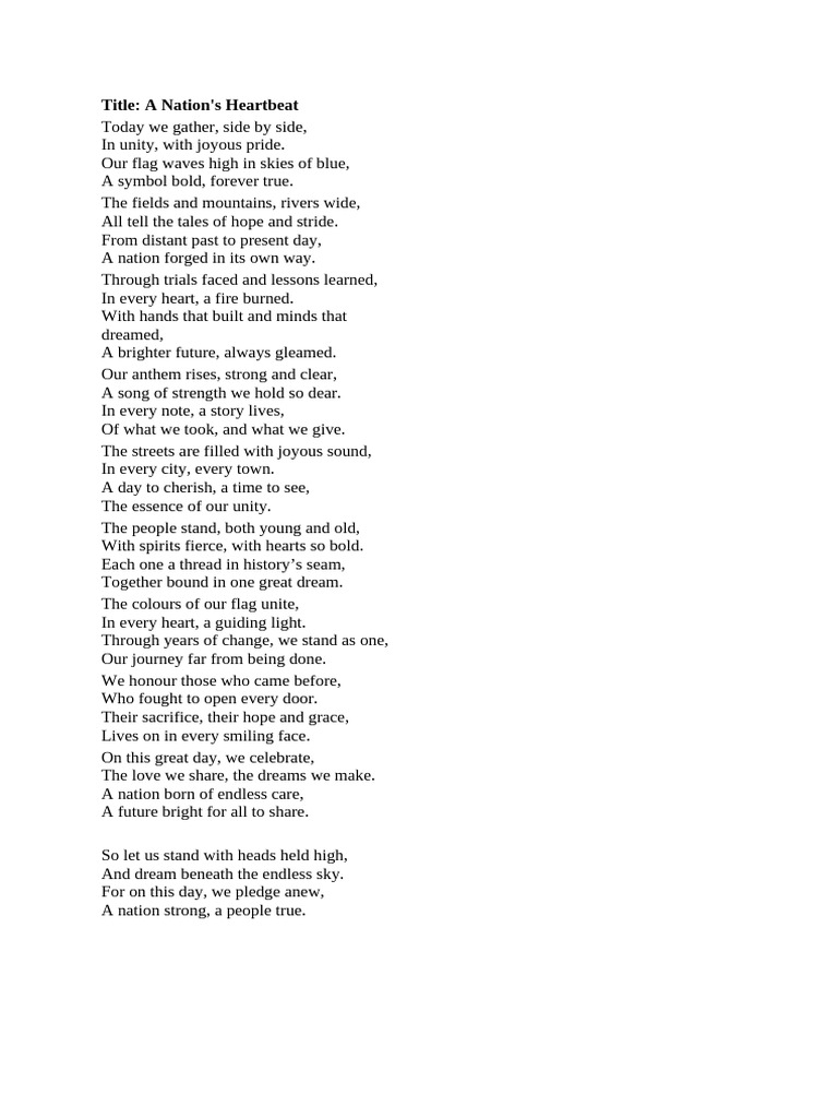 National Day Celebration Poem | PDF