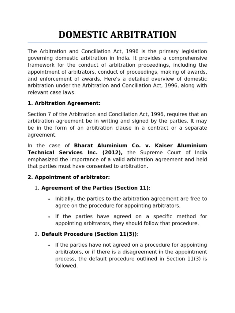 Domestic Arbitration | PDF | Alternative Dispute Resolution | Arbitration