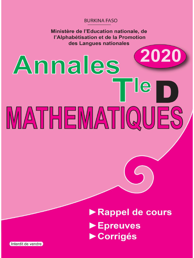 Annales Maths Tle D | PDF