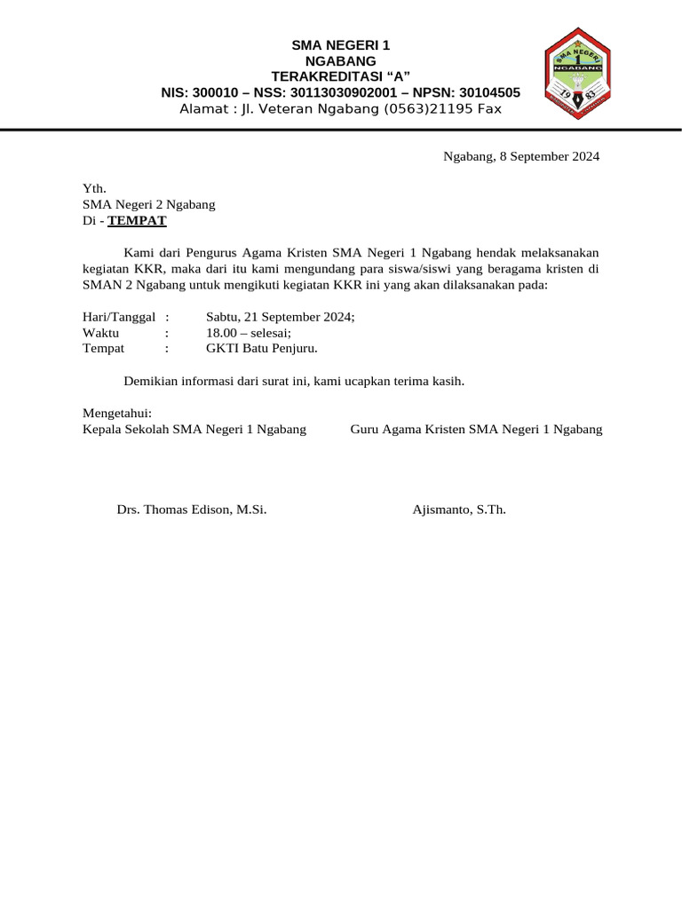 Surat Undangan KKR | PDF