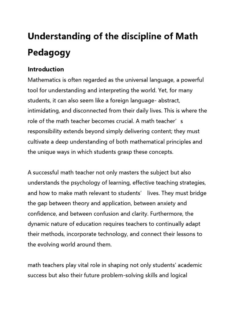 Essentials of Math Pedagogy | PDF | Mathematics | Pedagogy