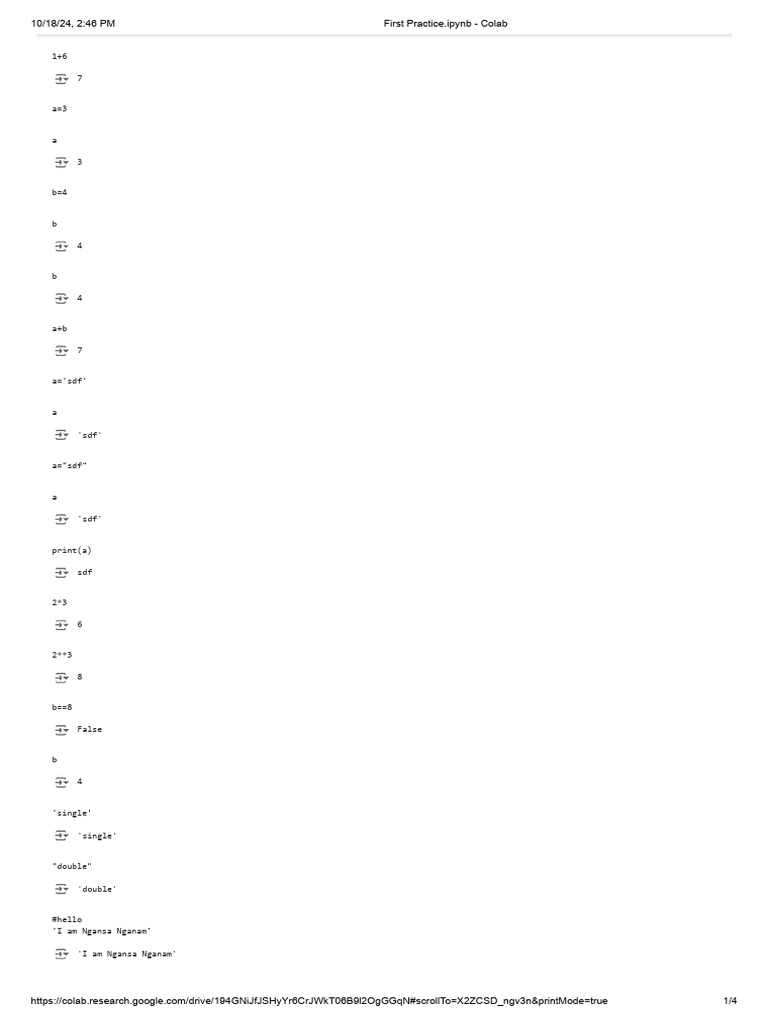 First Practice Ipynb Colab Pdf Teaching Methods And Materials
