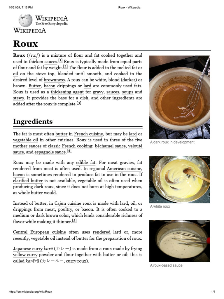 Roux | PDF | Food Ingredients | European Cuisine