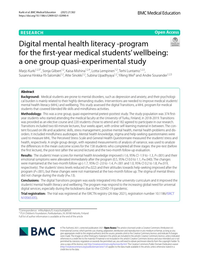 Digital mental health literacy -program | PDF | Mental Health ...