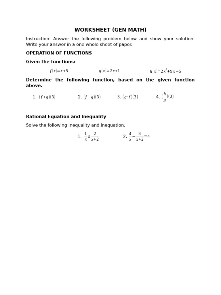 Worksheet | PDF