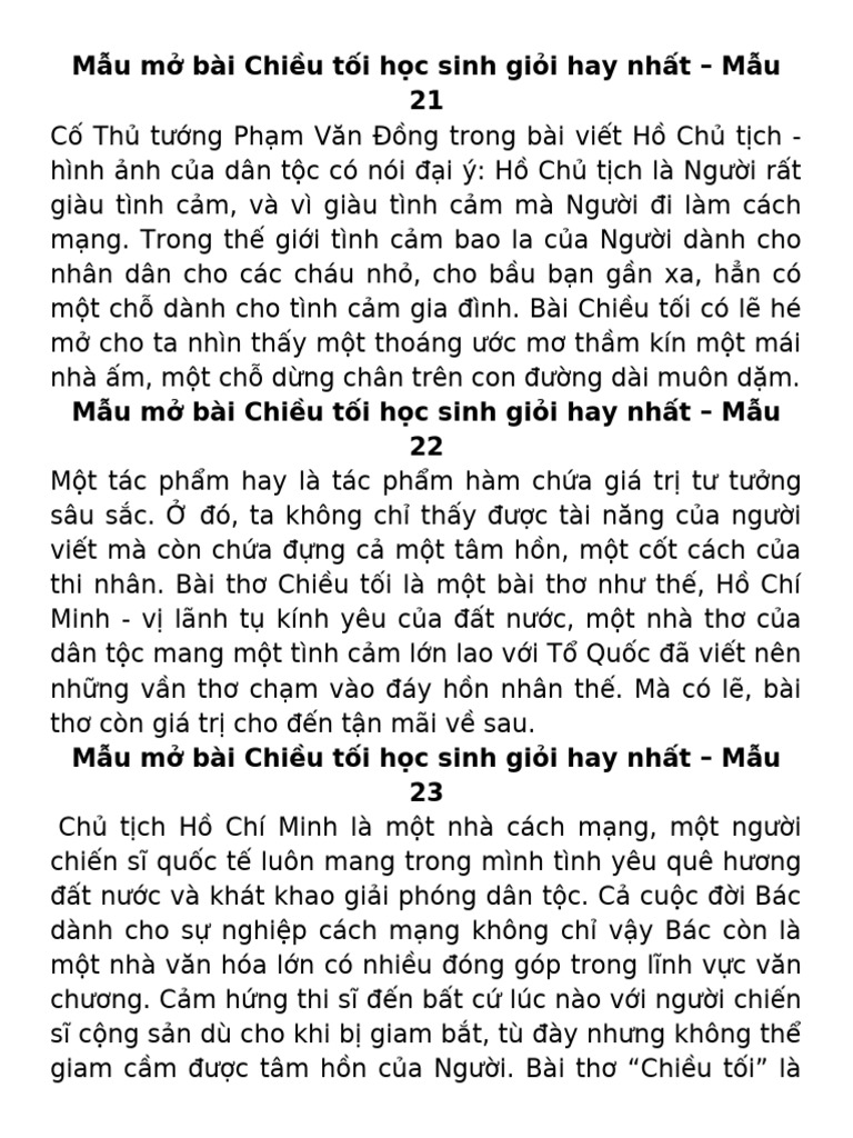 Mo Bai Chieu Toi Mau 21 25 | PDF