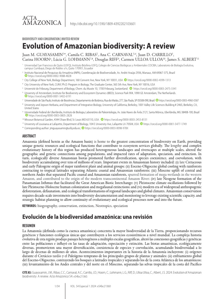 Evolution of Amazonian Biodiversity A Review | PDF | Biodiversity ...