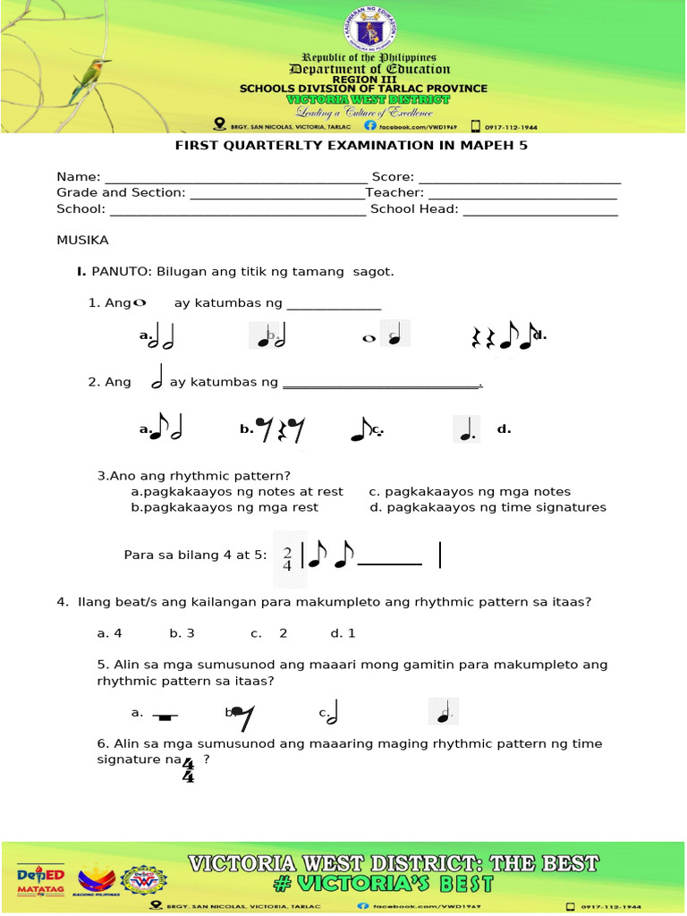 Mapeh 5 First Quarter 1 | PDF