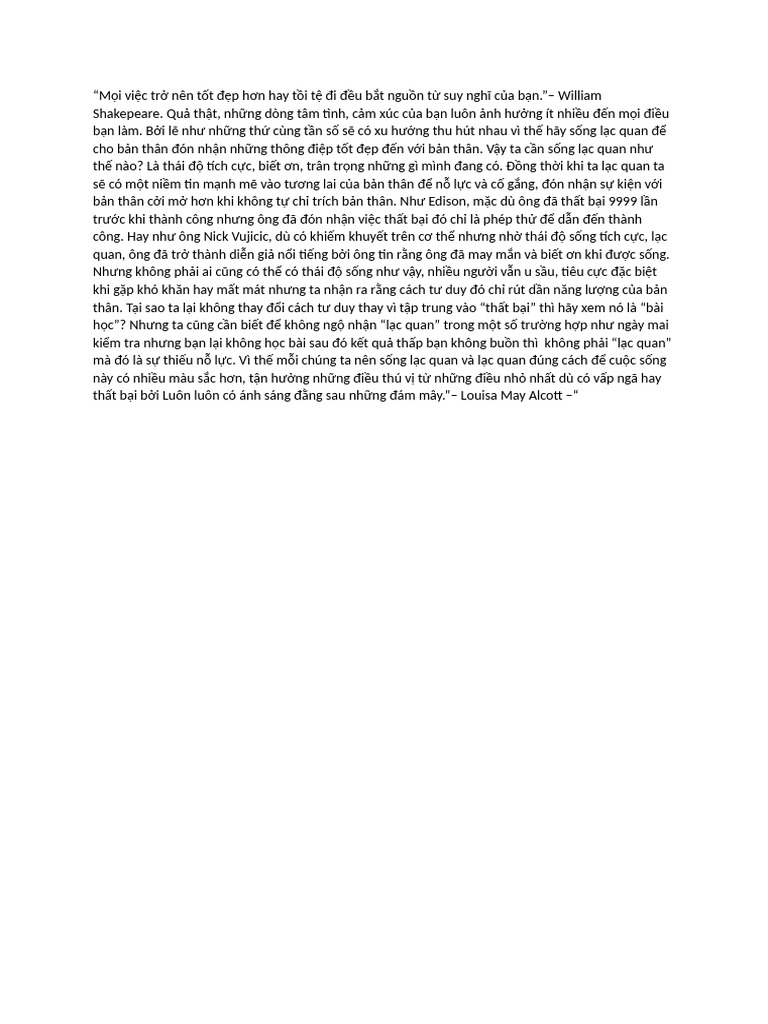 Mọi việc trở nên tốt đẹp hơn hay tồi tệ đi đều bắt nguồn từ suy nghĩ của bạn | PDF