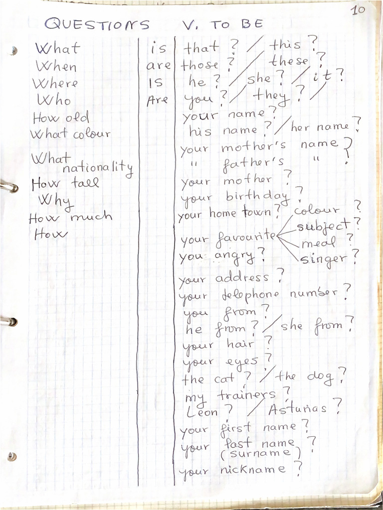 Questions / Answers v. To Be | PDF