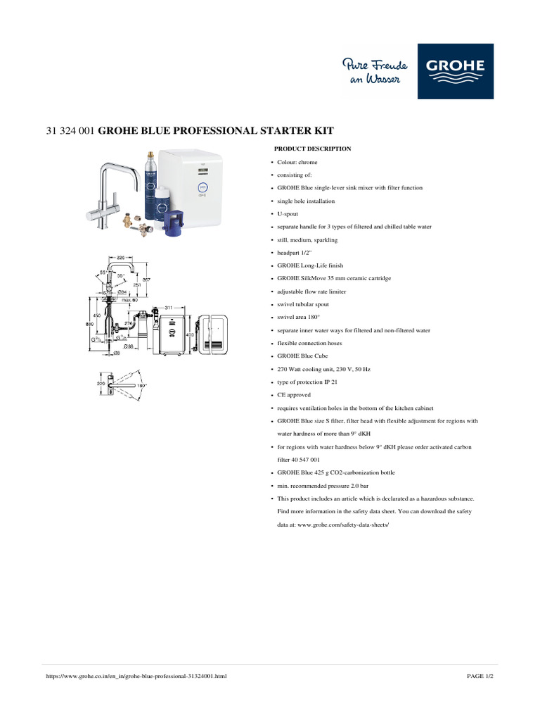 GROHE Specification Sheet 31324001 | PDF | Equipment | Manufactured Goods
