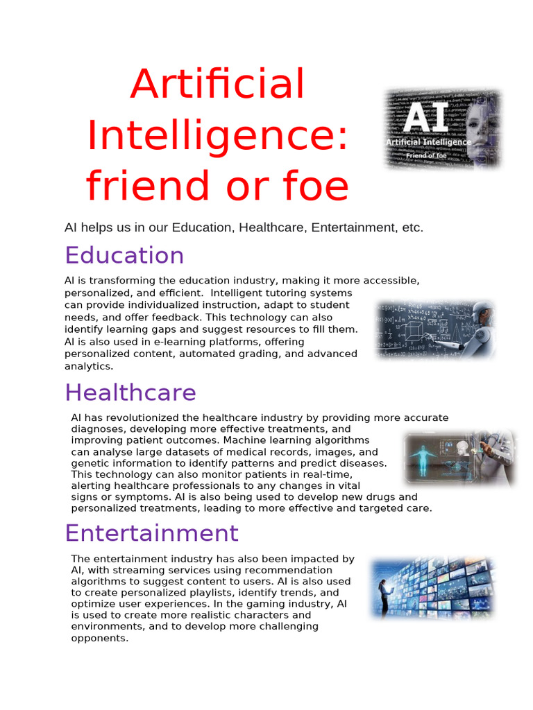 Artificial Intelligence is friend or foe | PDF | Artificial ... Artificial Intelligence is friend or foe | PDF | Artificial ...