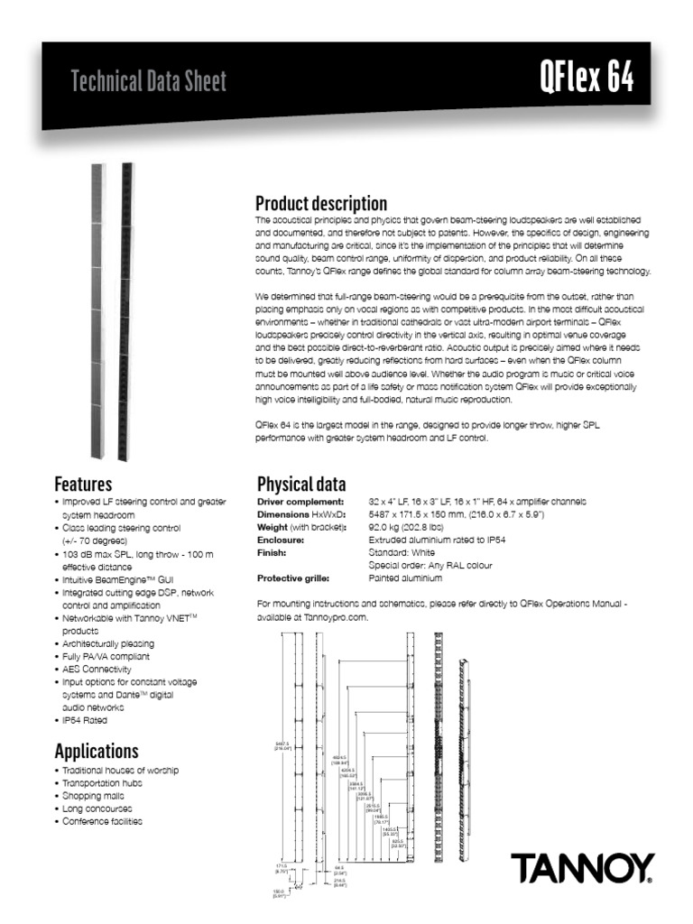QFlex_64_Datasheet | PDF | Loudspeaker | Computer Network