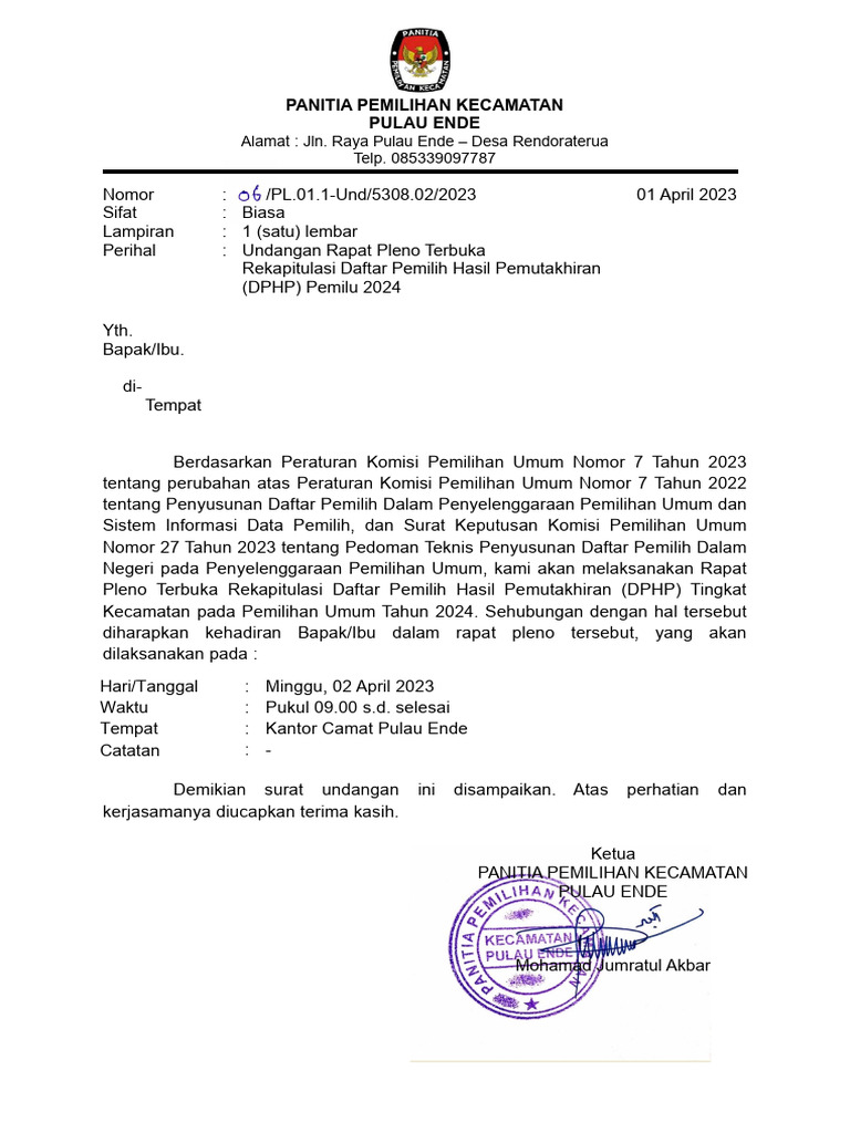 Undangan Pleno DPHP | PDF