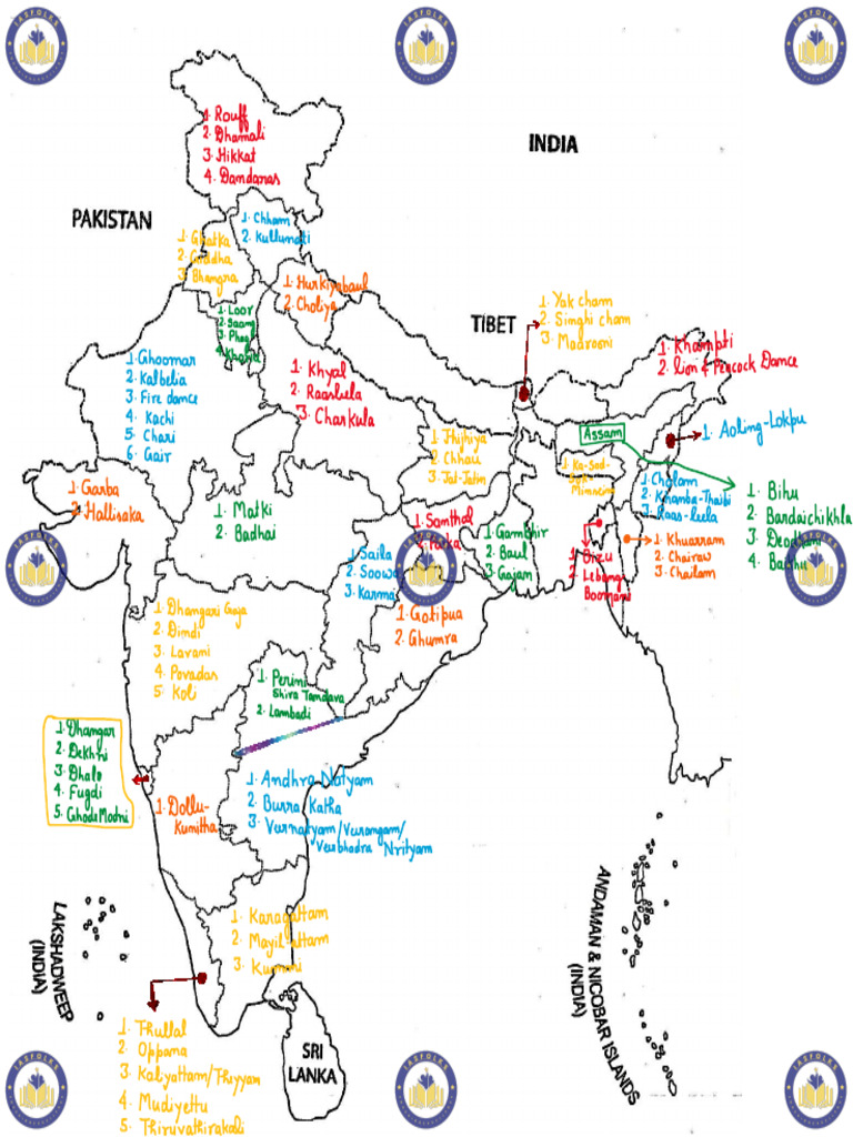 Folk Dances of India - Map | PDF