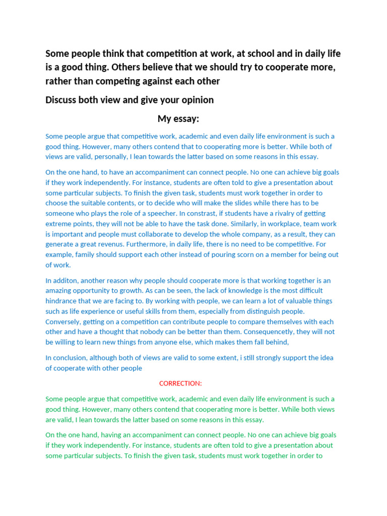 Some people think that competition at work | PDF | Reason | Knowledge