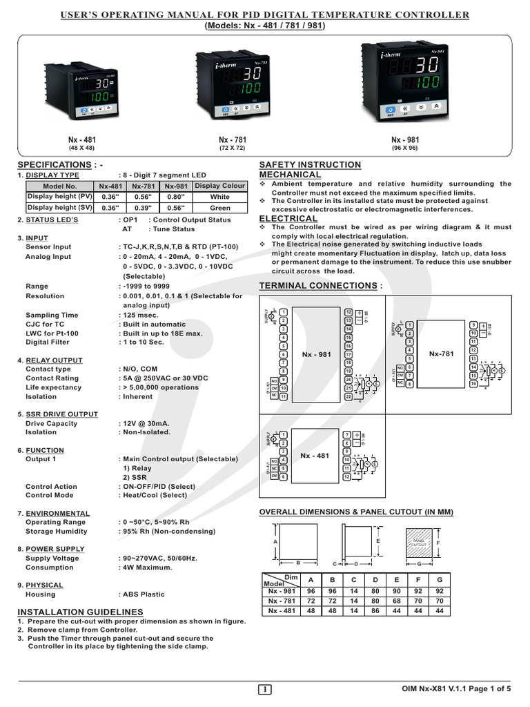 PID Temperature Controller Manual | PDF | Parameter (Computer ...