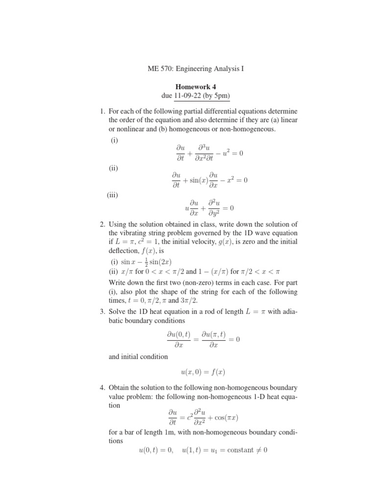Engineering Analysis Homework | PDF | Nonlinear System | Physics