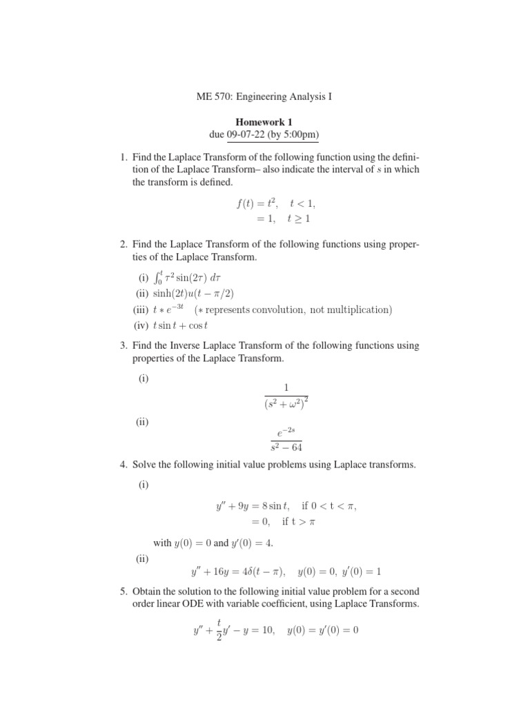 Laplace Transform Homework Solutions | PDF | Science & Mathematics