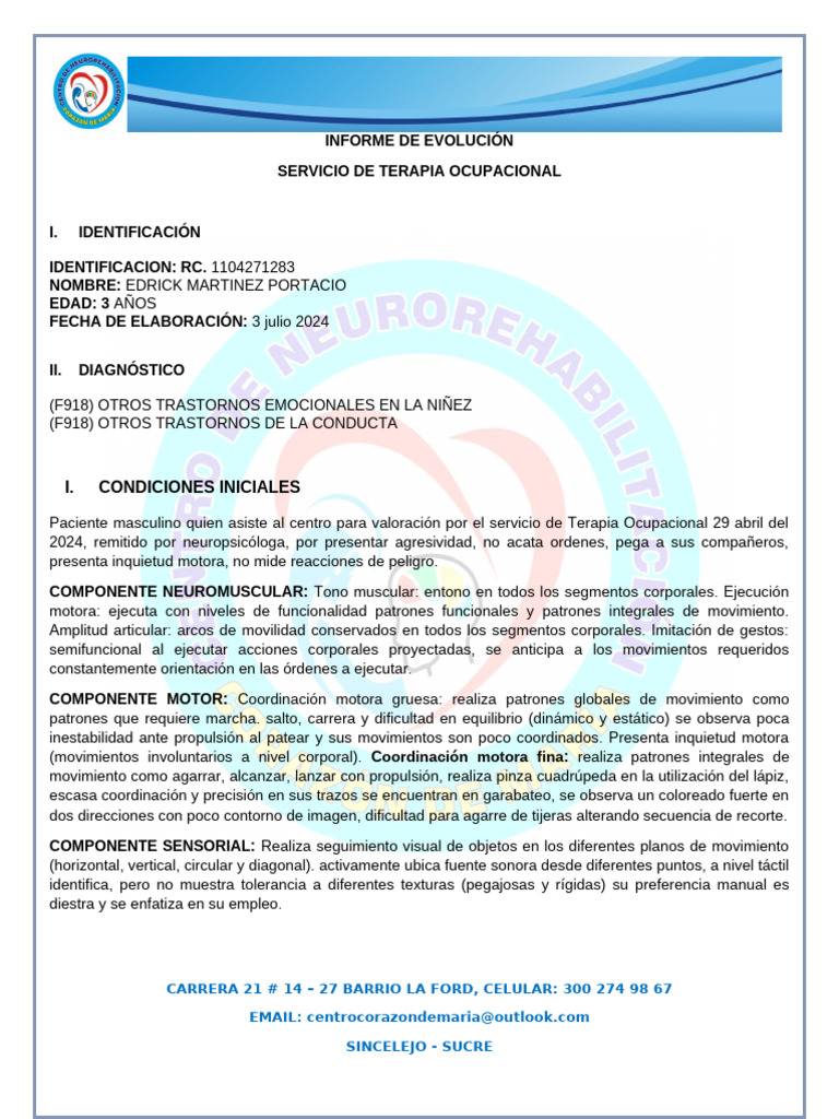 Informe T.O Edrick Martinez Portacio | PDF | Coordinación motriz ...