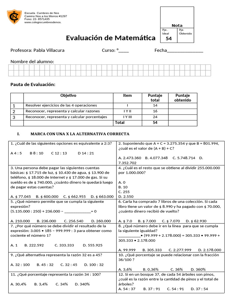 Oper. % y Razon 6to | PDF | Matemáticas | Aritmética