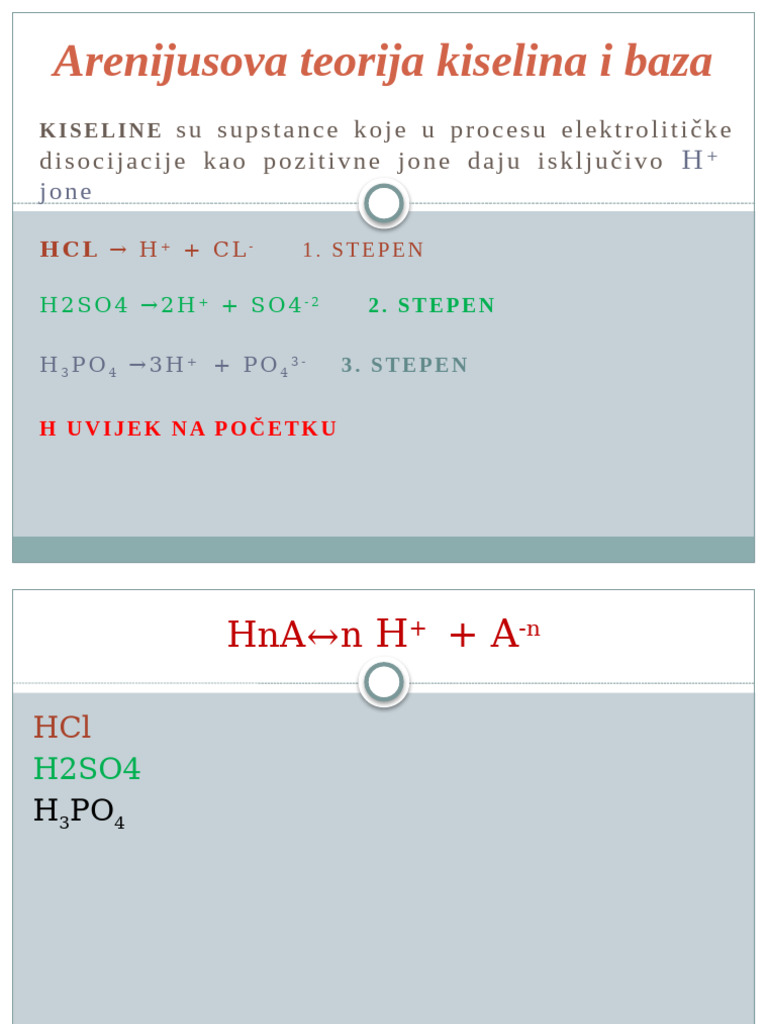 2.arenijusova Teorija Kiselina I Baza | PDF