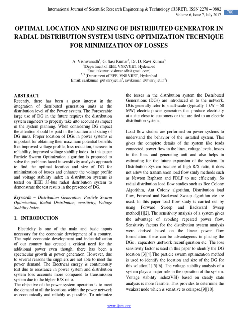 Optimal Location and Sizing of Distributed Generator in Radial Distribution System Using ...