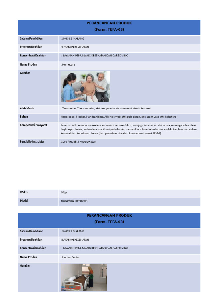FORM TEFA.03 (Perancangan Produk) | PDF | Pengembangan Diri | Kesehatan ...