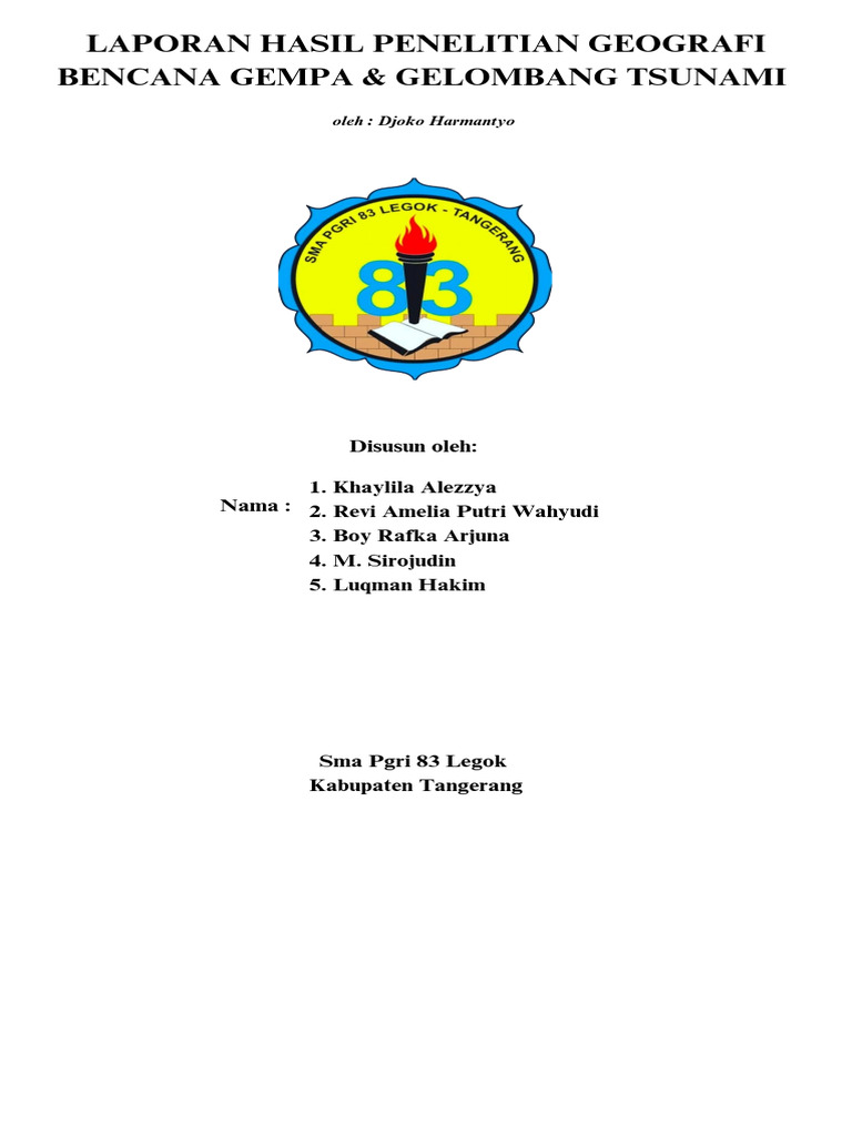 Laporan Hasil Penelitian Geografi Bencana Gempa & Gelombang Tsunami ...