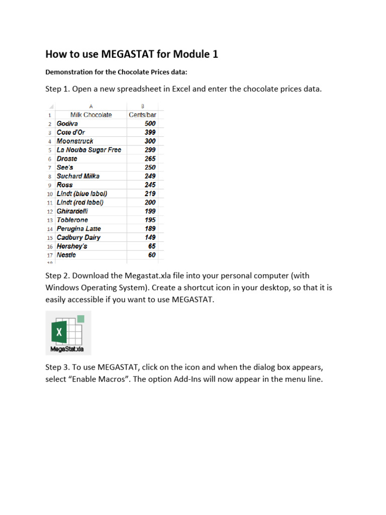 How to use MEGASTAT | PDF