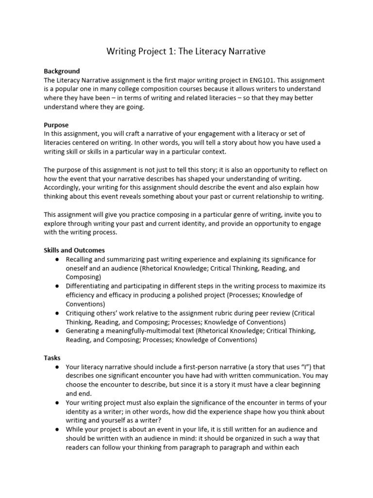 Crafting Your Literacy Narrative | PDF | Narrative | Literacy