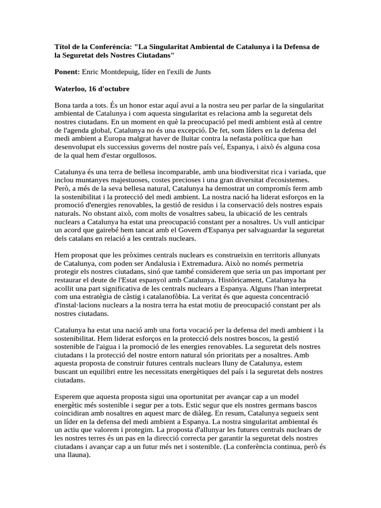 Conferencia Del Lider de Junts | PDF Conferencia Del Lider de Junts | PDF